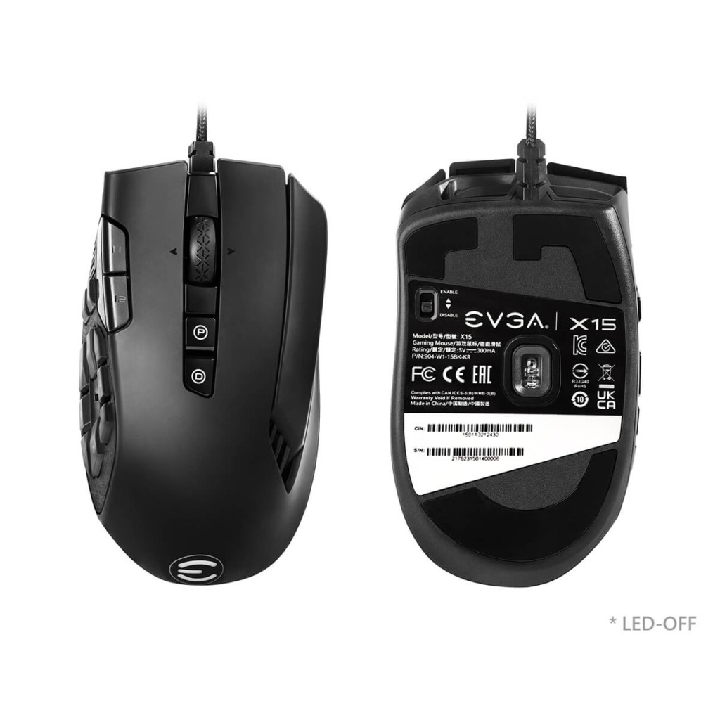 EVGA X15 MMO Gaming Mouse - 8k - Wired - Black - Customizable - 16,000 ...